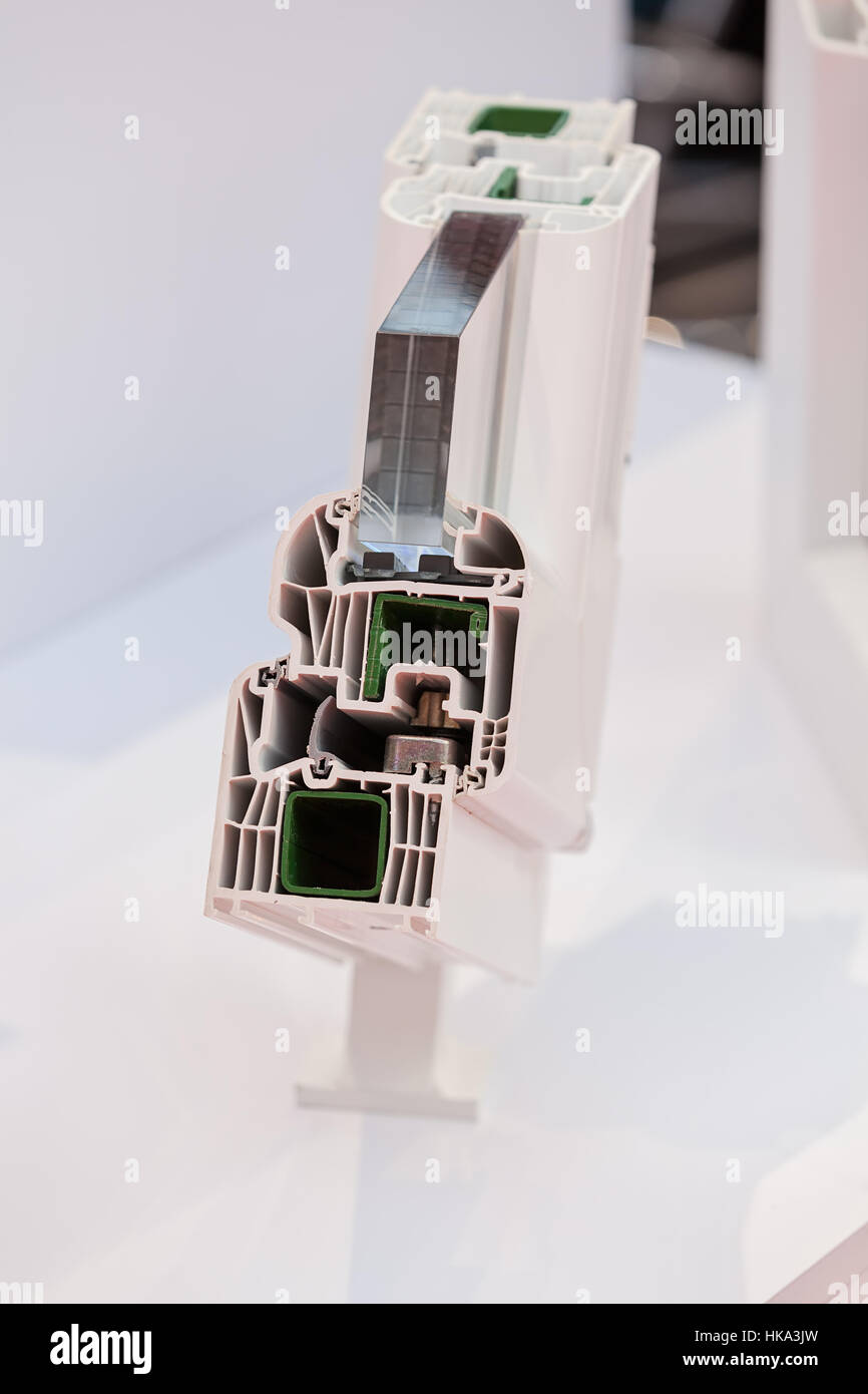 cross-section aluminum window frames, note shallow depth of field Stock ...