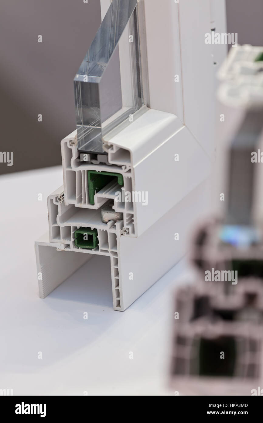 cross-section aluminum window frames, note shallow depth of field Stock ...