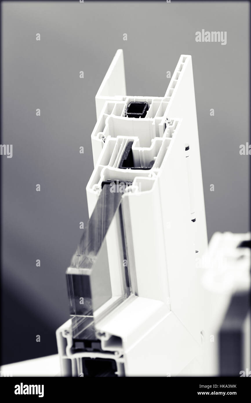 cross-section aluminum window frames, note shallow depth of field Stock ...