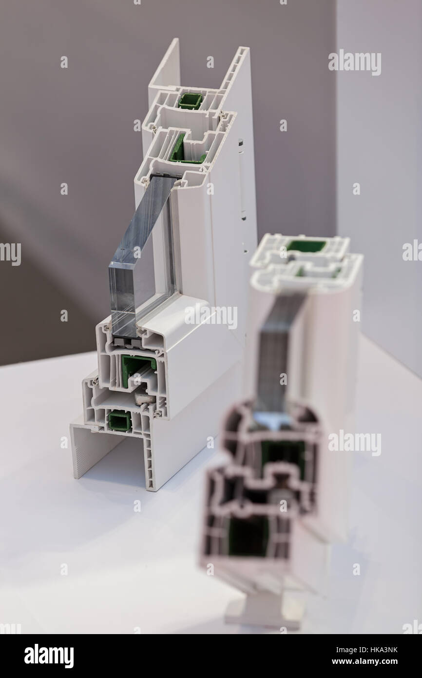 cross-section aluminum window frames, note shallow depth of field Stock ...