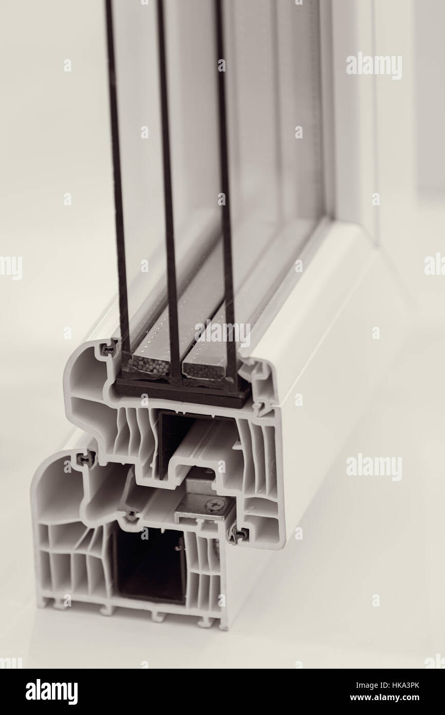 cross-section aluminum window frames, note shallow depth of field Stock ...