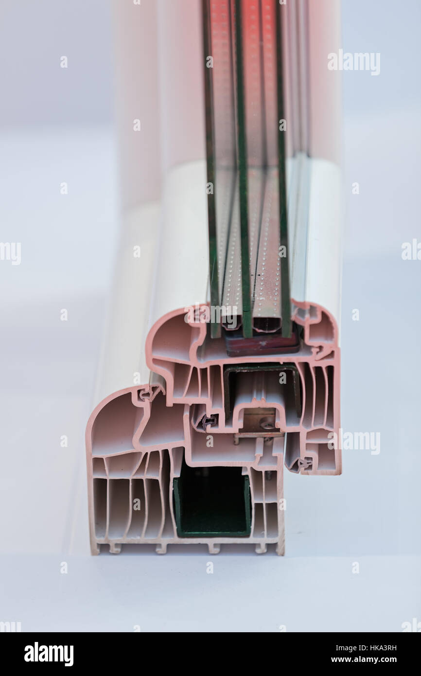 cross-section aluminum window frames, note shallow depth of field Stock ...