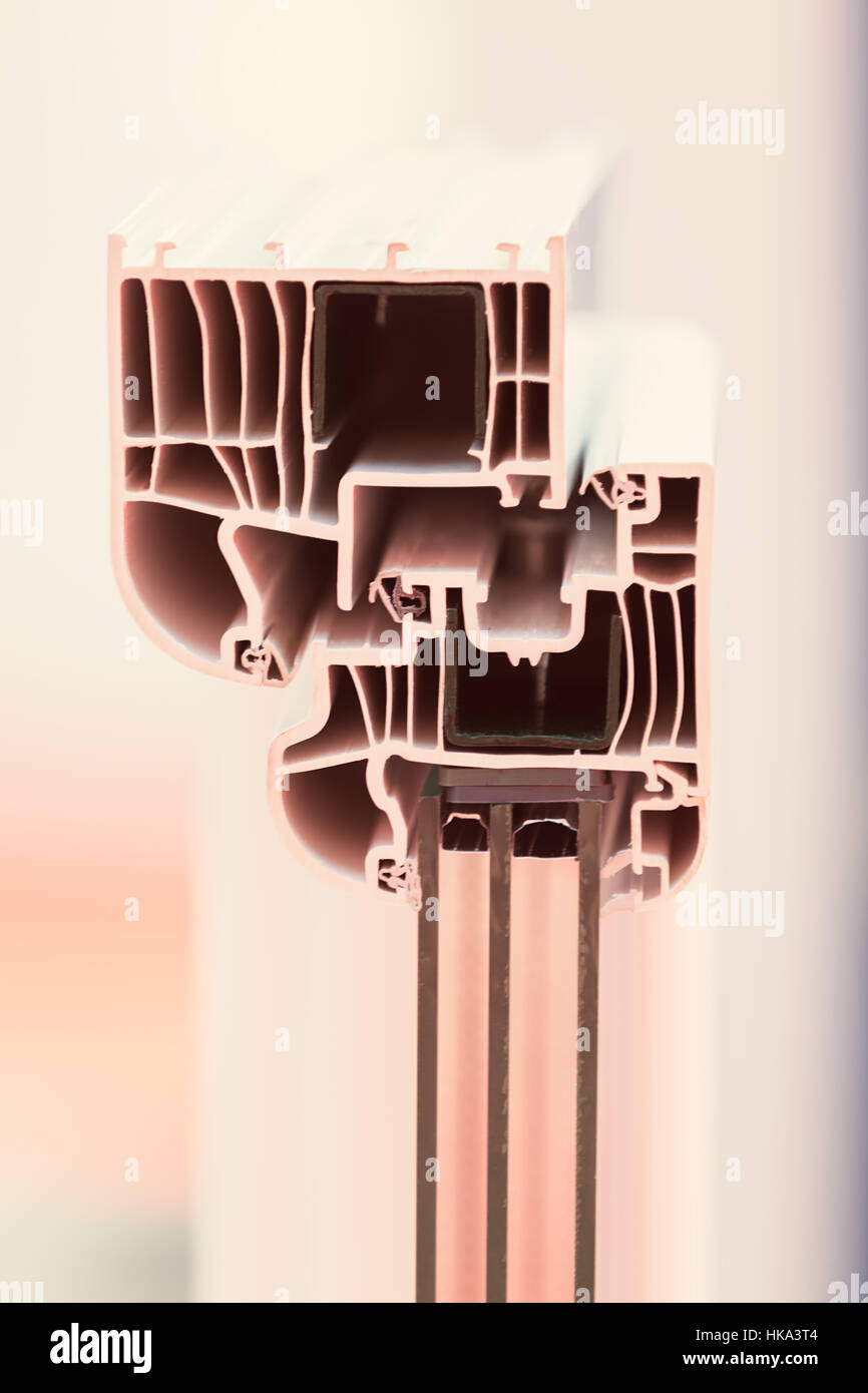 cross-section aluminum window frames, note shallow depth of field Stock ...