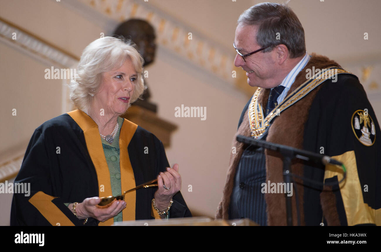 The Duchess of Cornwall with Brian Wadsworth as she is installed as an ...