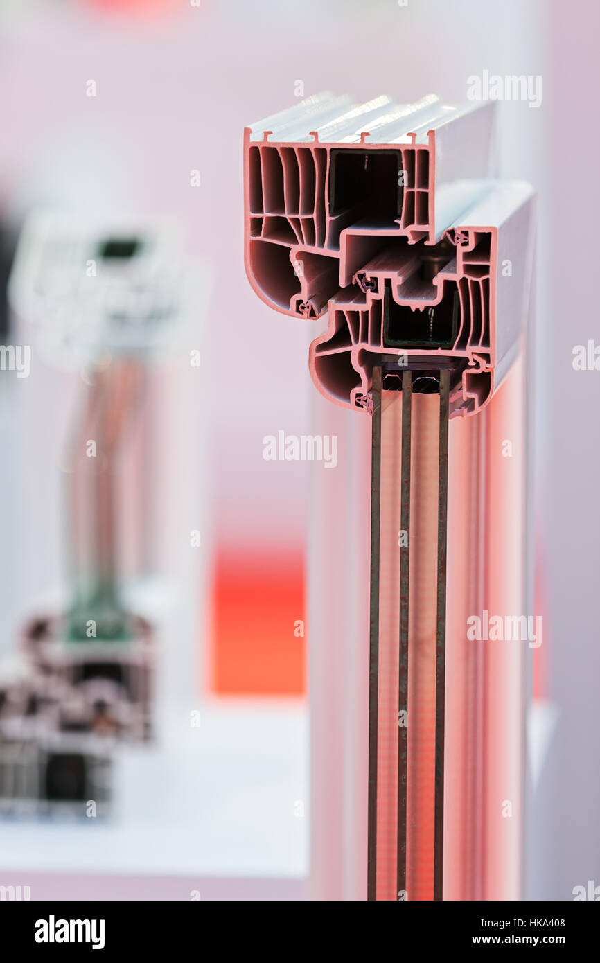 cross-section aluminum window frames, note shallow depth of field Stock ...