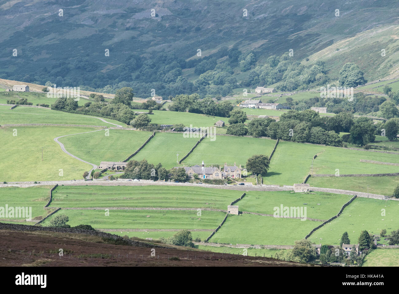 Reeth School, showing medieval strip lynchets overlain by 19th century ...