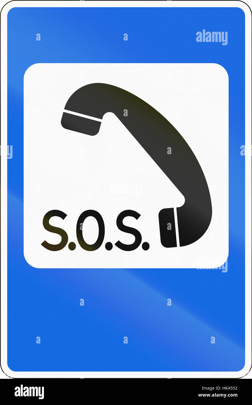 Road sign used in Russia - emergency telephone Stock Photo - Alamy