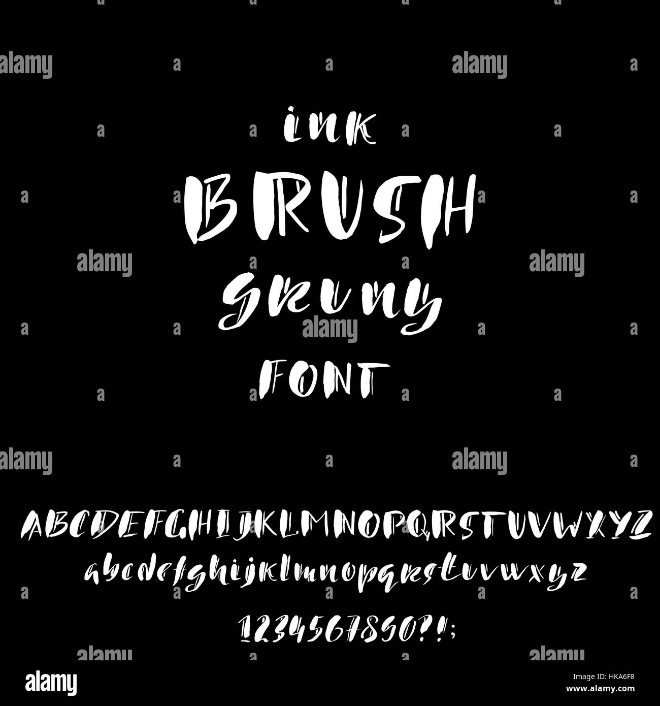 Hand drawn font made by dry brush strokes. Grunge style alphabet ...