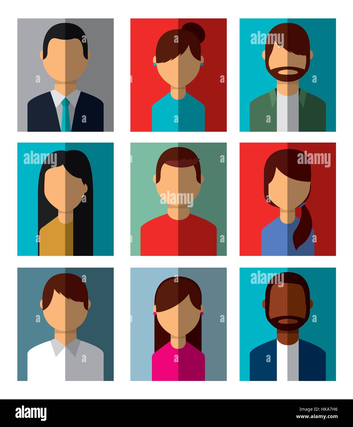 people avatar over colorful squares. social media design. vector ...