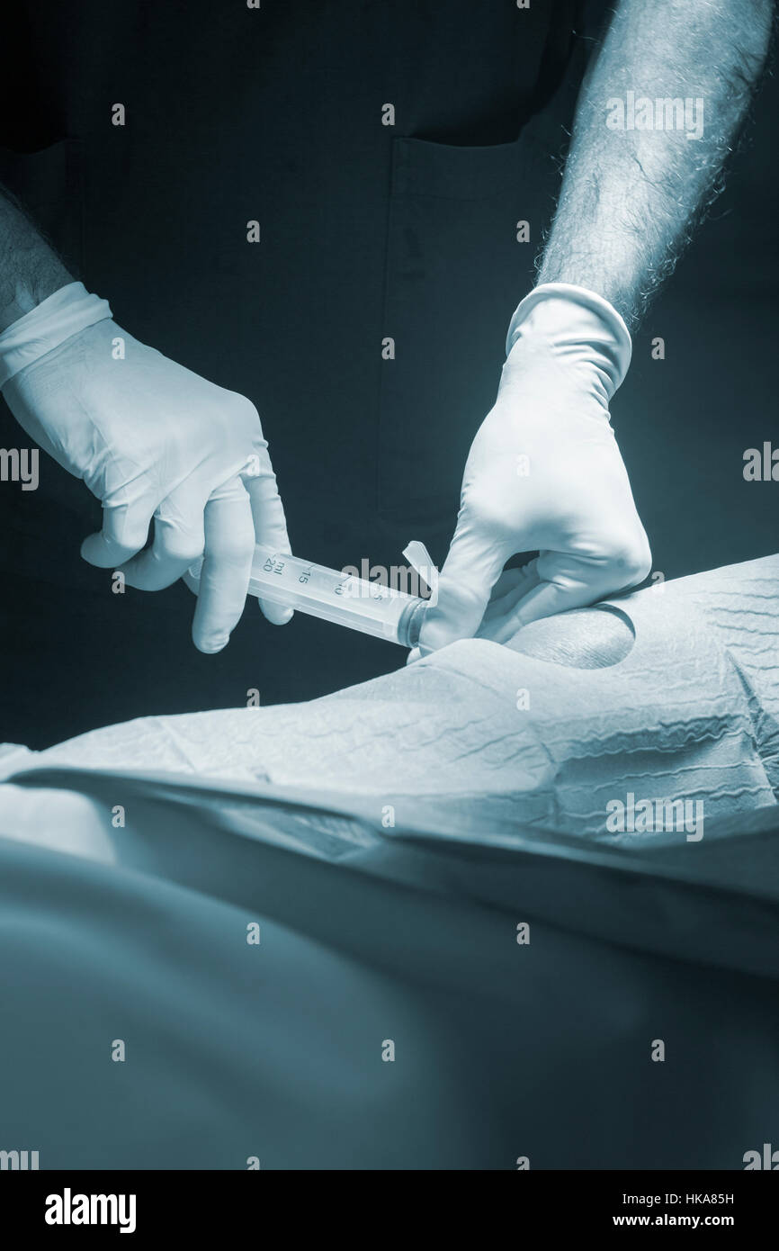 Anaesthtist anaesthetic injection in knee for surgery hospital ...