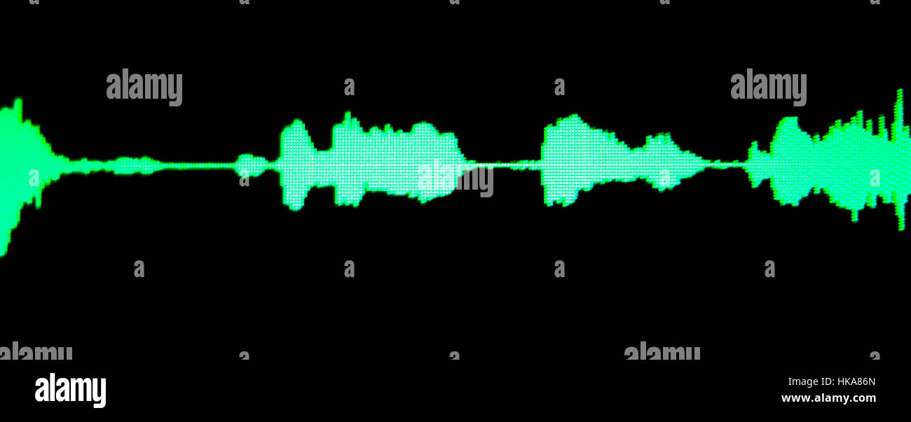 Sound recording studio audio wave on computer screen in professional ...