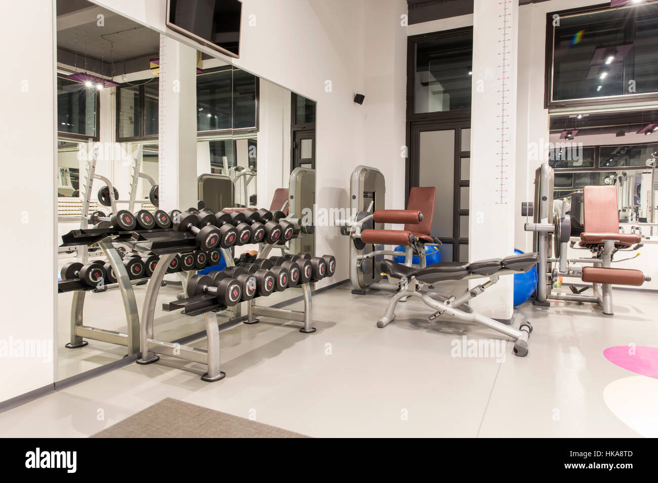 Interior of gym for bodybuilding Stock Photo - Alamy