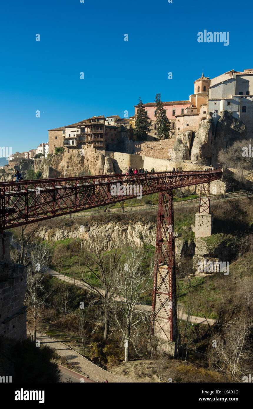 View to hanging houses "casas colgadas" of medieval city Cuenca old ...
