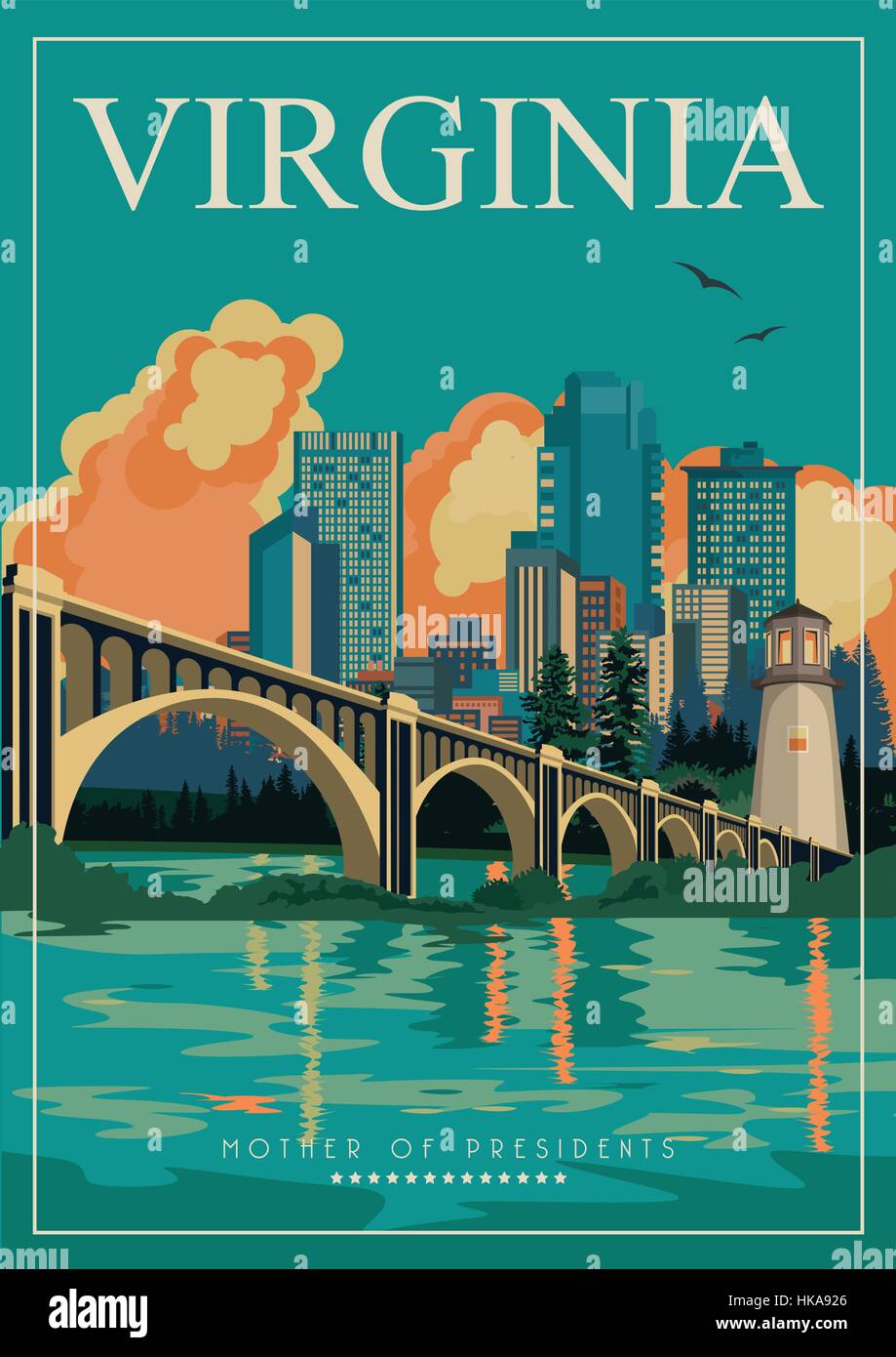 Vintage Virginia Map Stock Vector Images - Alamy