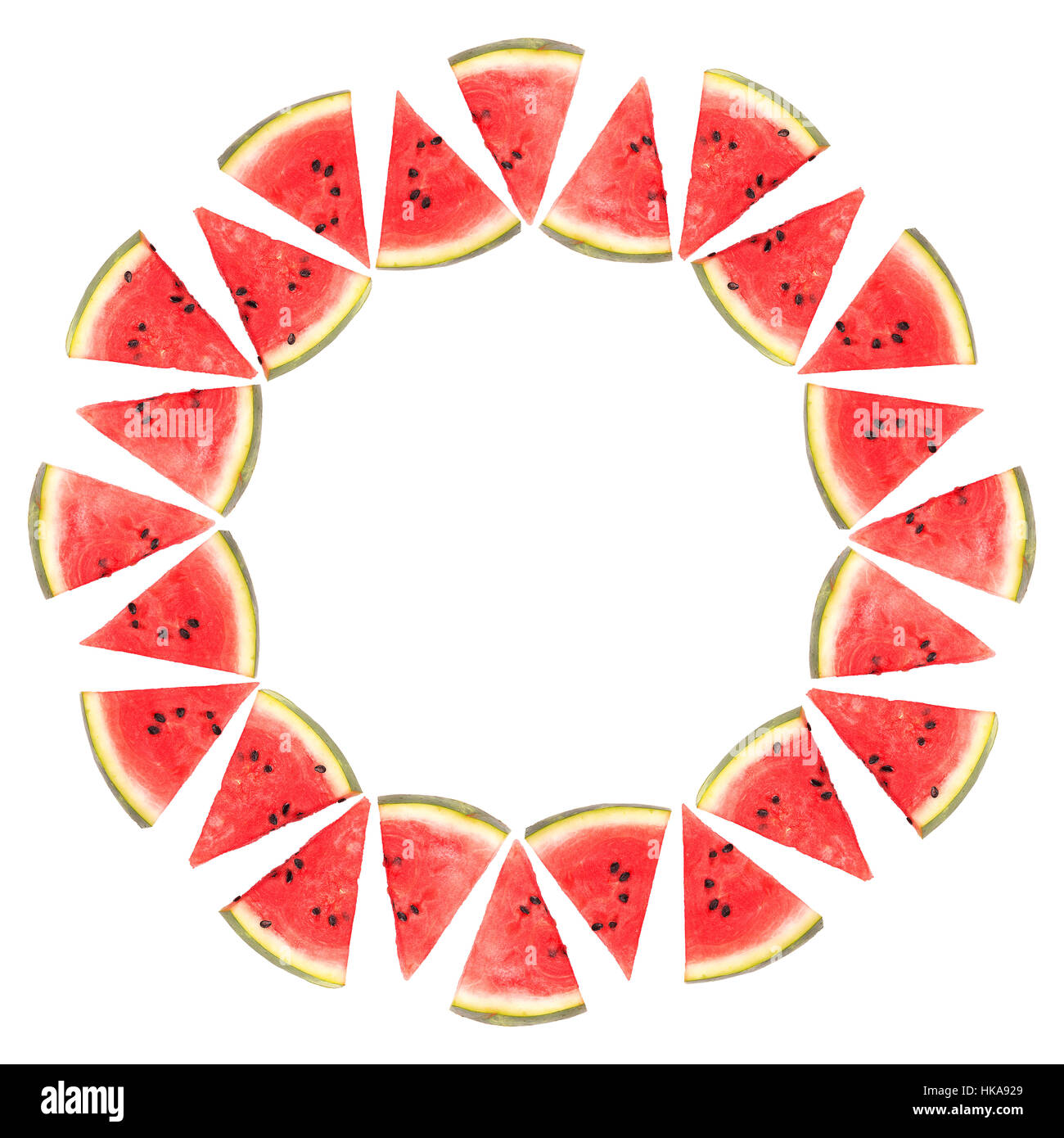Watermelon slices in a circle, isolated on white Stock Photo - Alamy