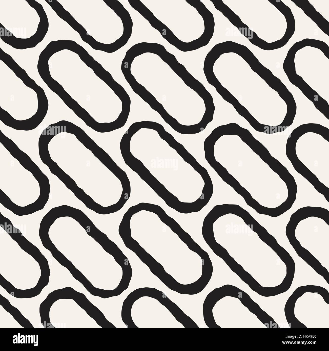 Rough Line Hand Drawn Circles. Vector Seamless Black and White Pattern ...