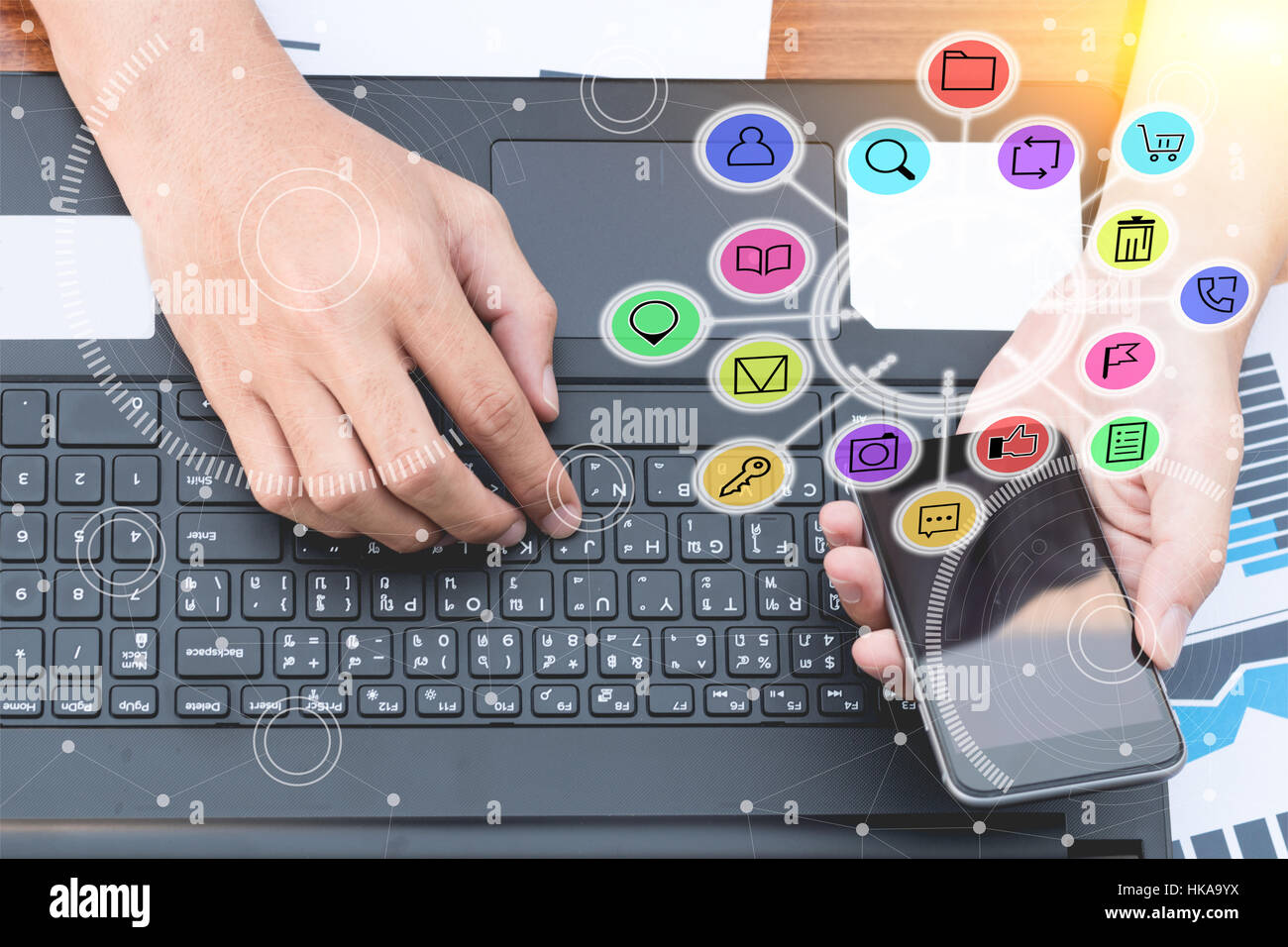 business technology concept,Business people hands use smart phone and ...