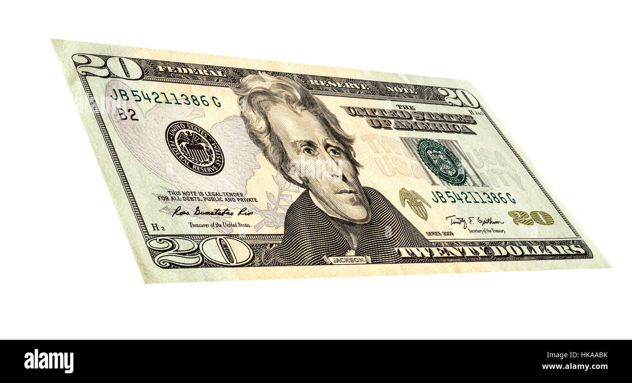 Dollars banknotes. Twenty american dollar banknote Stock Photo - Alamy