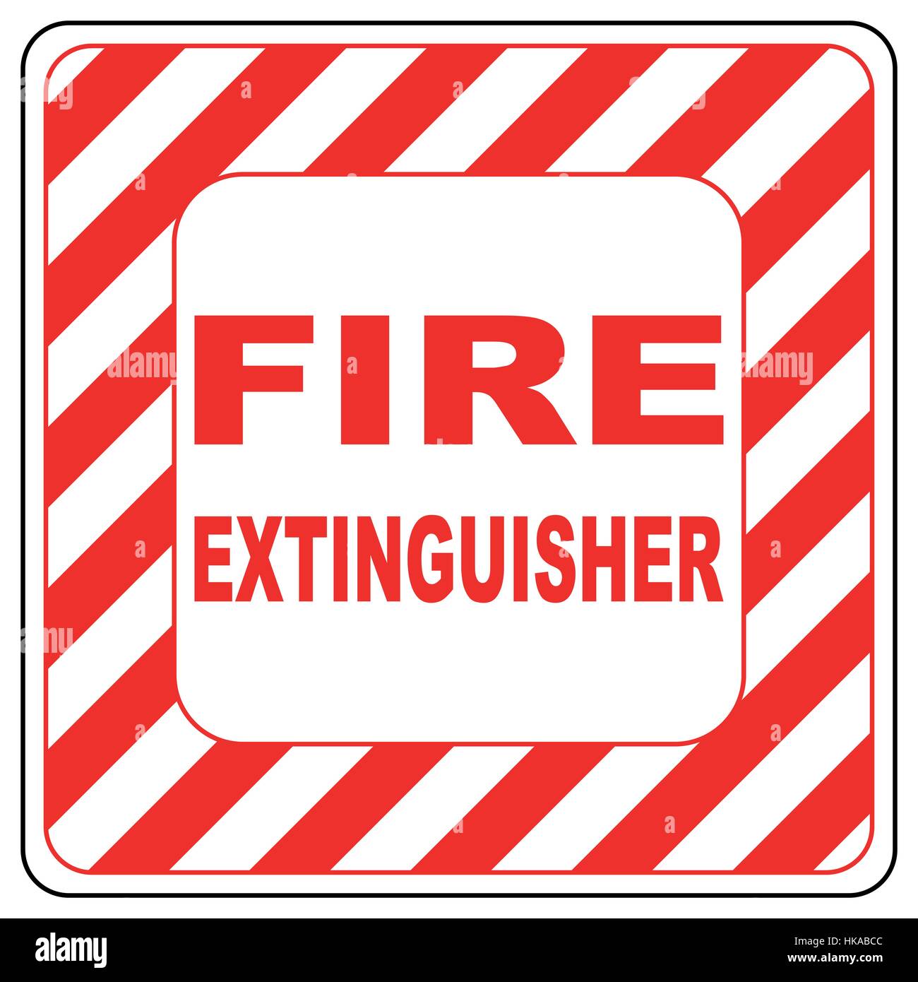 Fire extinguisher text banner vector illustration striped in white and ...
