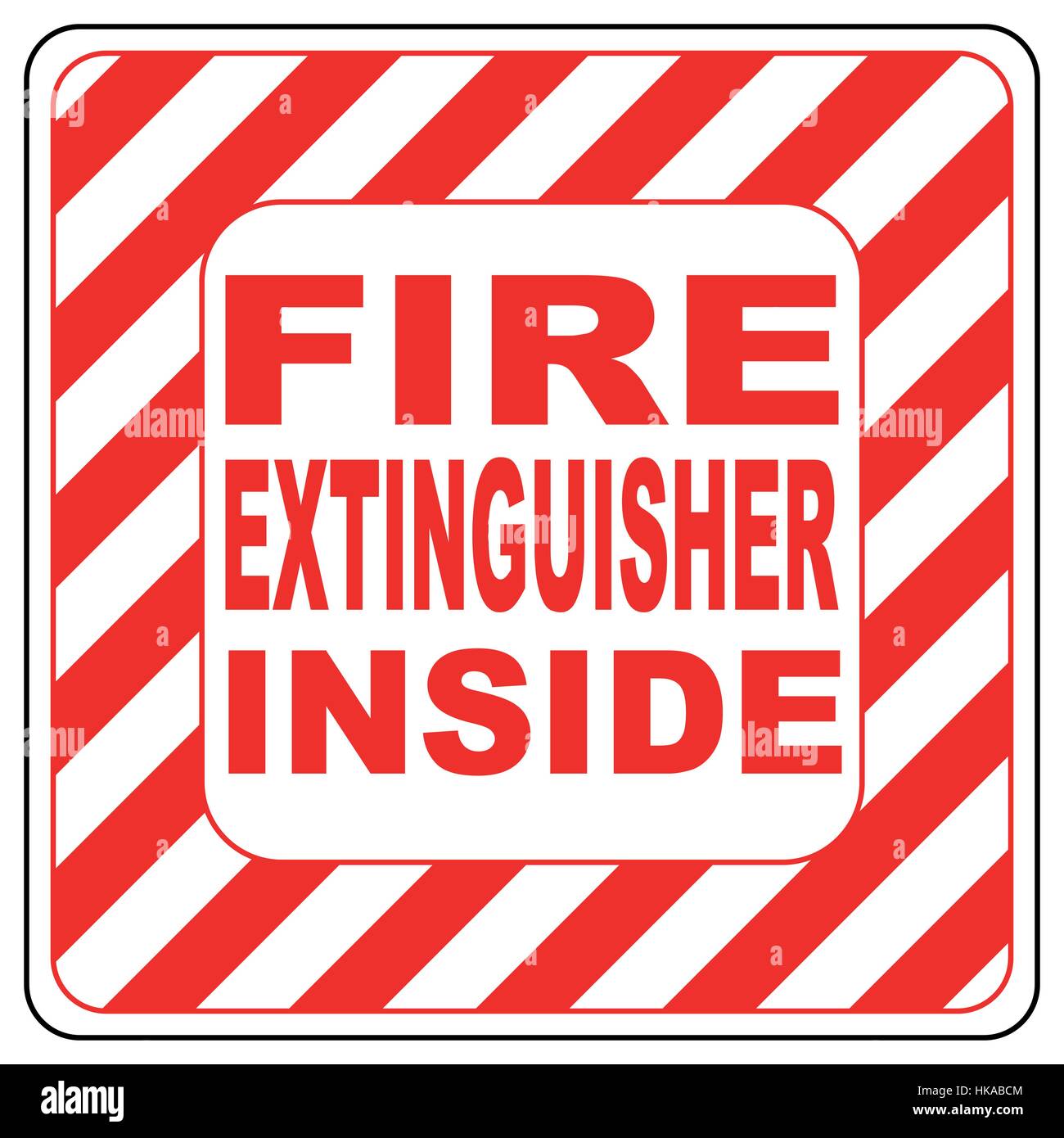 Fire extinguisher inside text banner vector illustration striped in ...