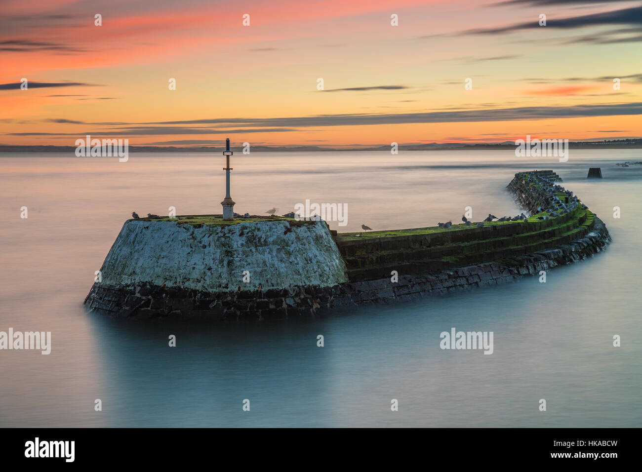 Sea Wall at Arbroath Harbour, Scotland Stock Photo - Alamy