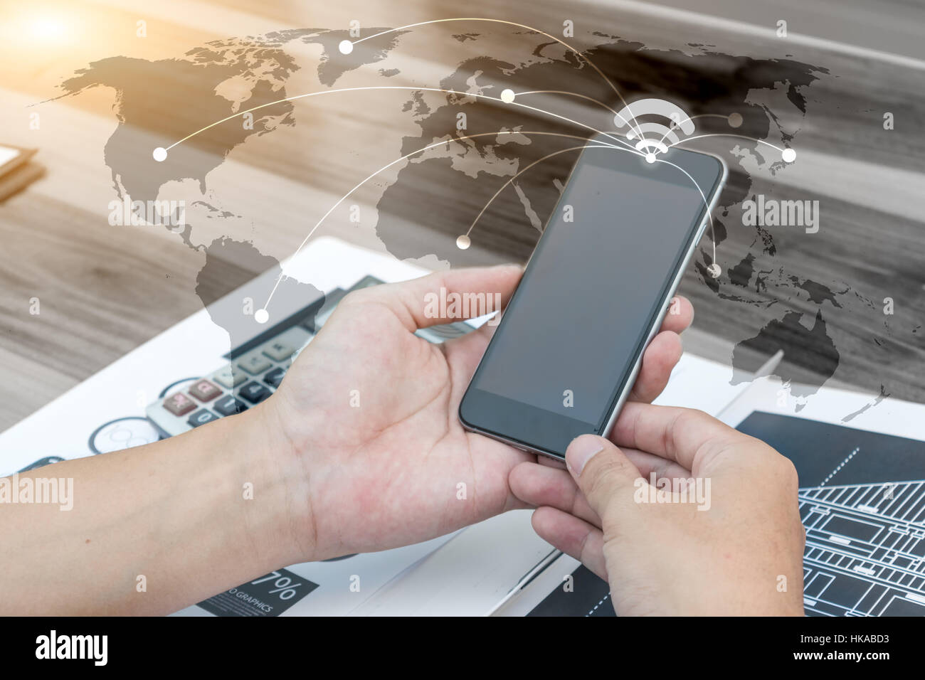 business globalization connection technology concept ,Close up of a man ...