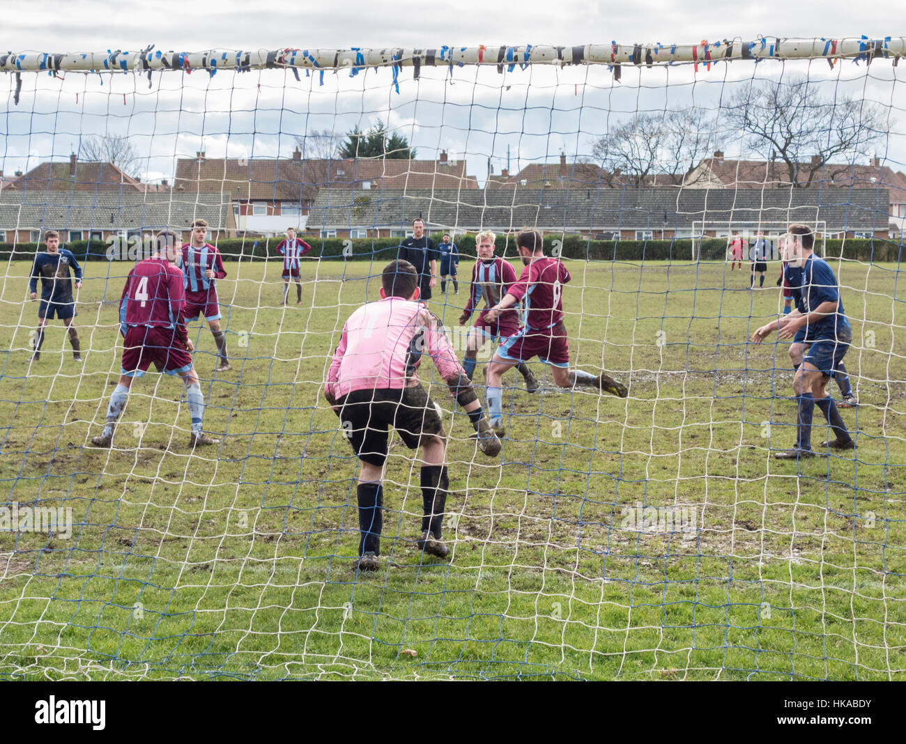 Sunday league pub teams playing football in north east England. UK ...