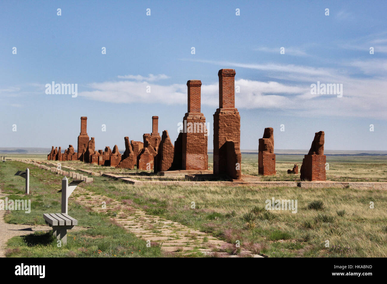 Remains of chimneys and walls of the third Fort Union on the Santa Fe ...