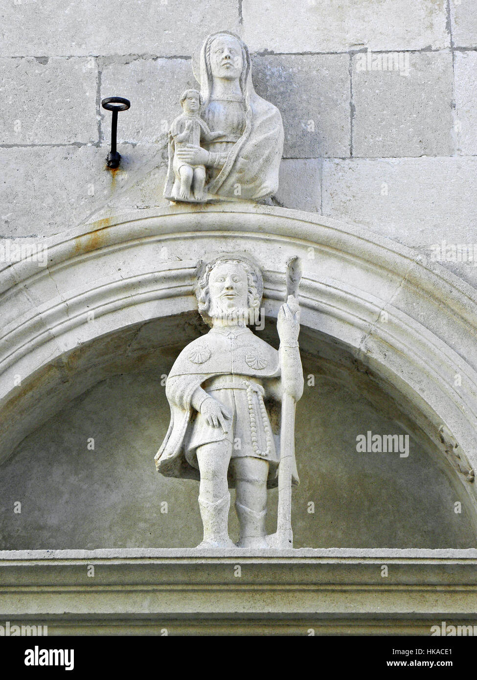 Korcula ancient artwork and craftmanship details,St.Mary,Jesus,St.Roch ...