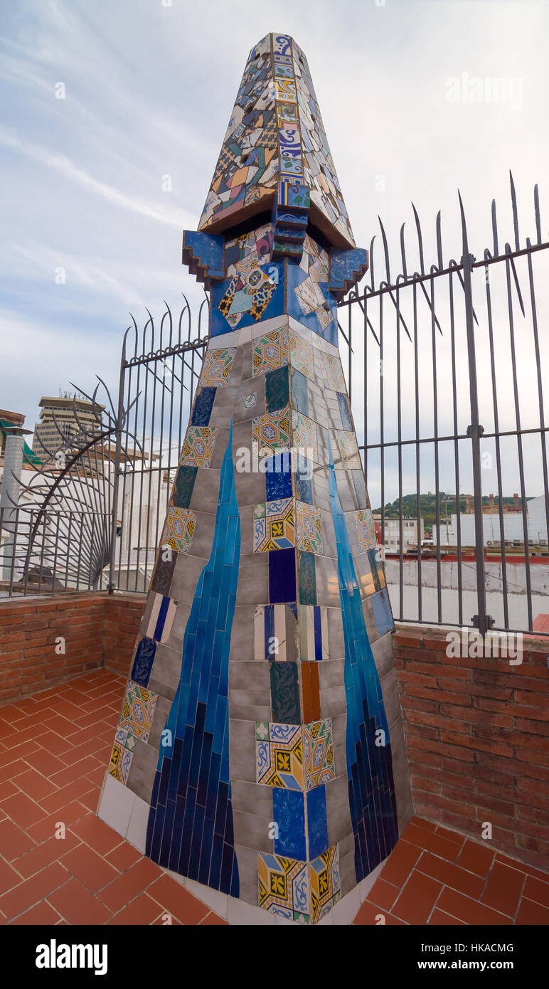 Barcelona, Spain - September 20, 2014: Design of the roof of Palace ...