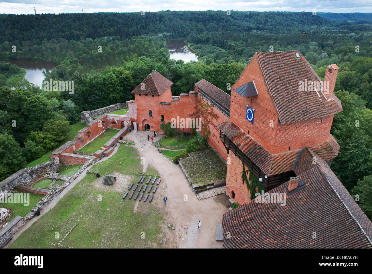 Turaida Castle seen from the main tower, Turaida, Latvia Stock Photo ...