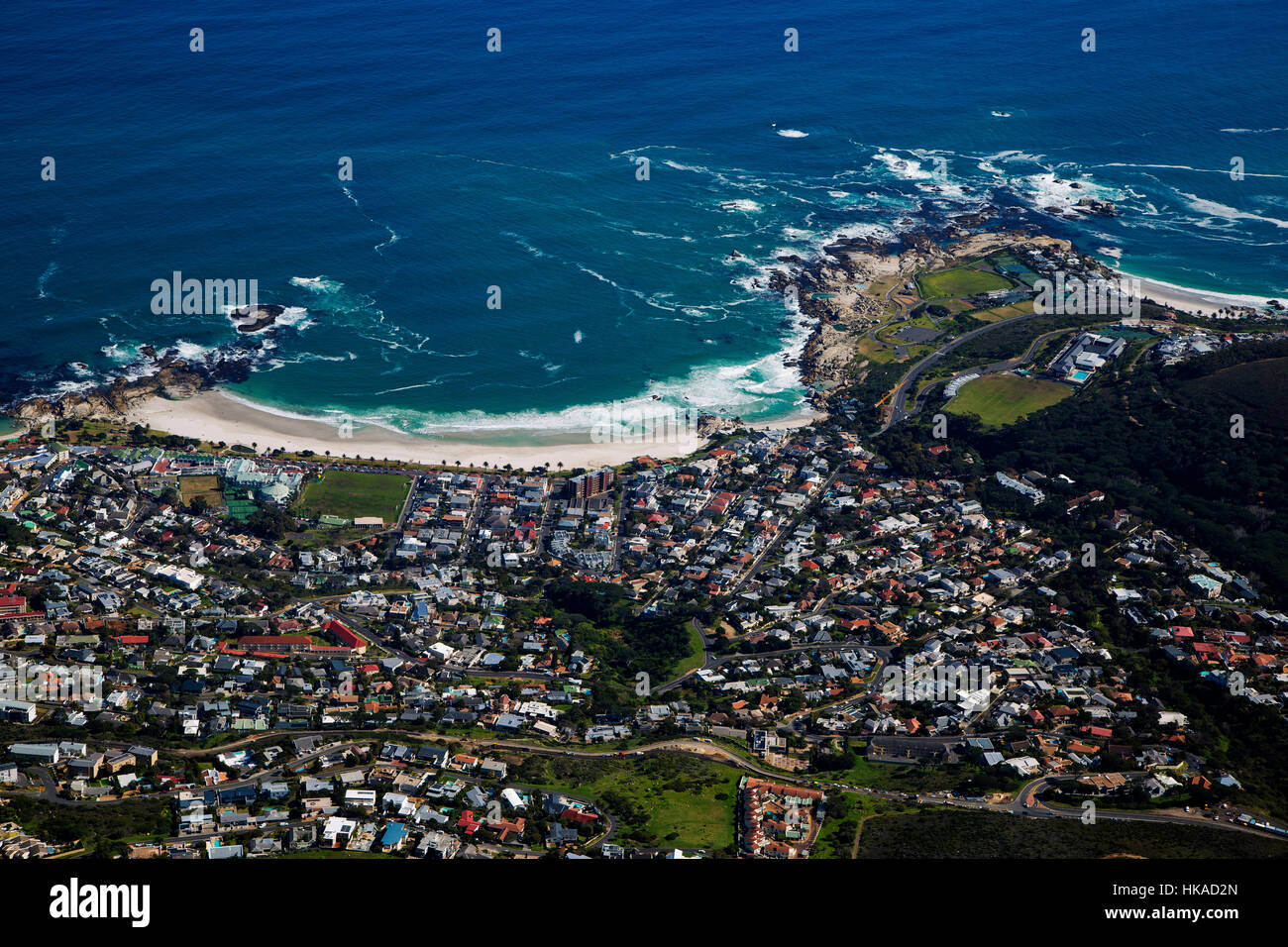 Camps Bay beach as seen from the top of Table Mountain, Cape Town ...