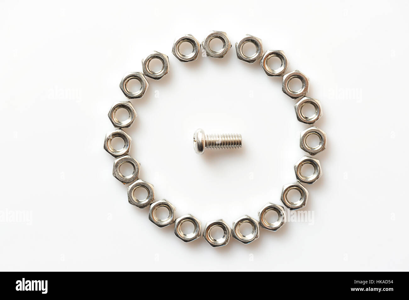 Screw and nuts organized on white background Stock Photo - Alamy