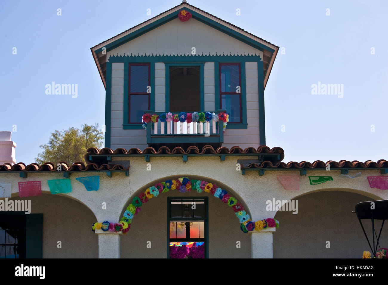 second story bedroom balcony at Guajome Adobe, county park historical ...