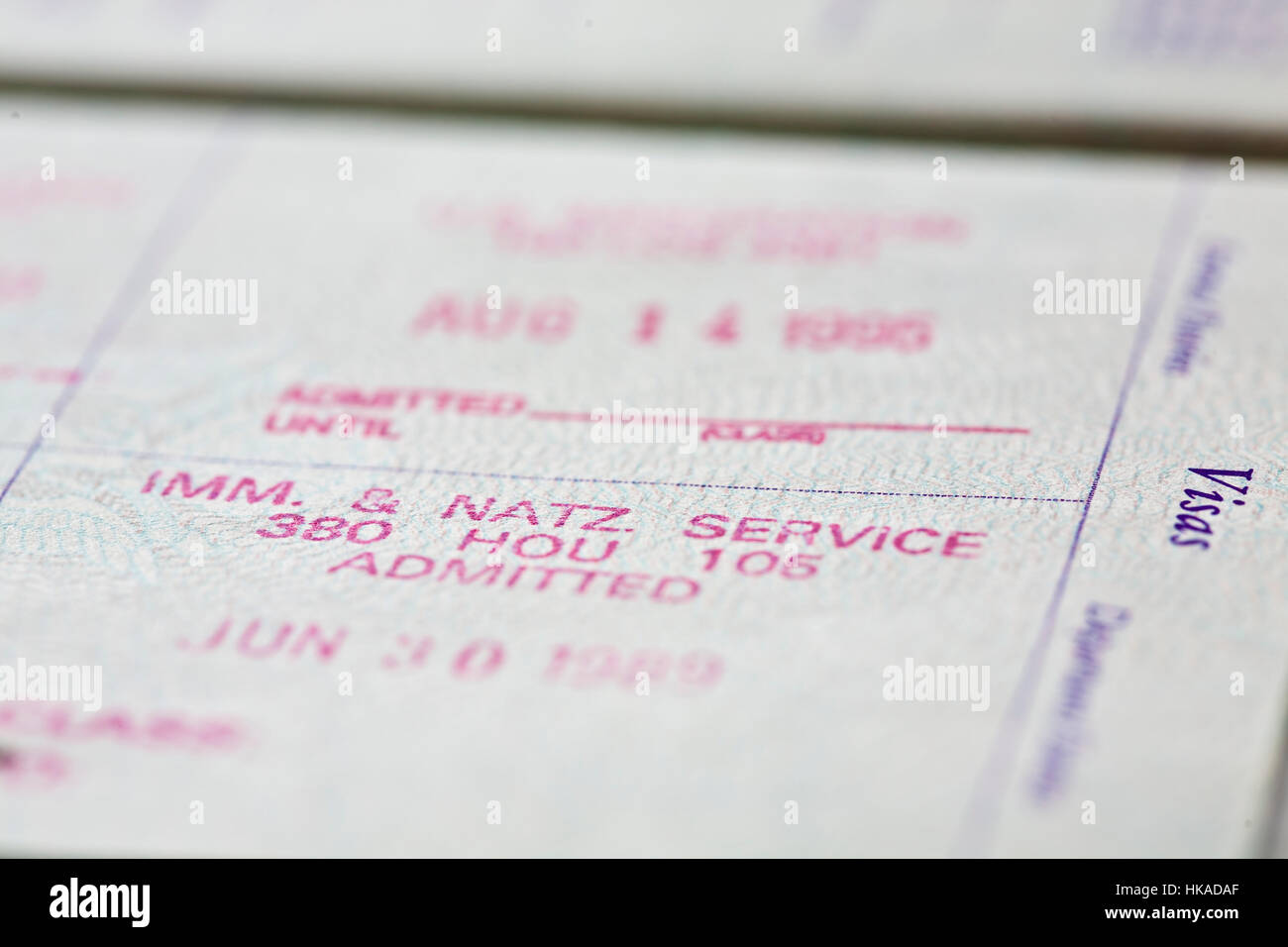 country stamps on US passport shallow dof Stock Photo - Alamy