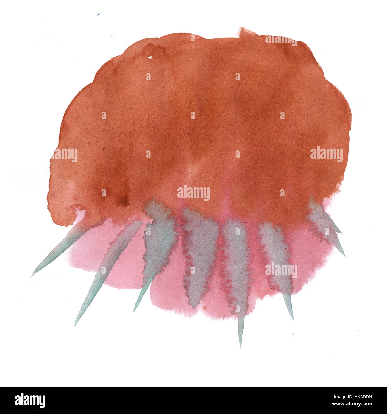 Watercolor brown blobs on white background, abstract stains isolated ...