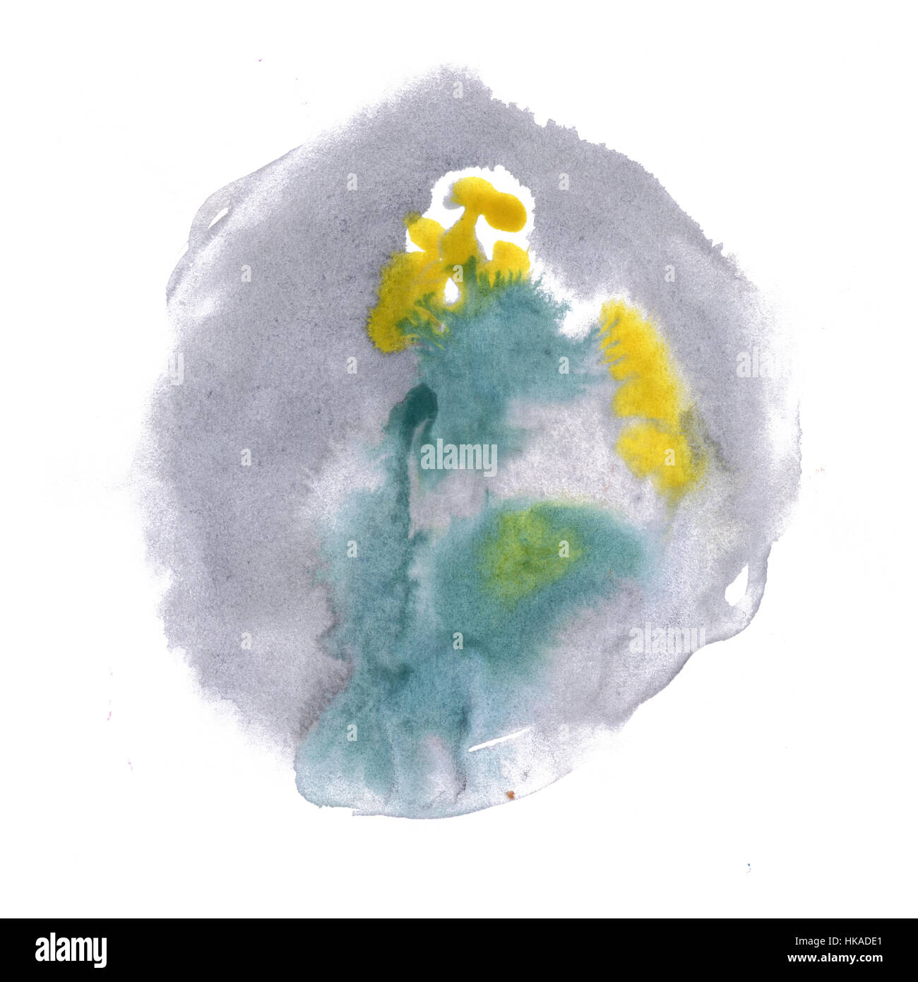 Watercolor gray green blobs on white background, abstract stains ...