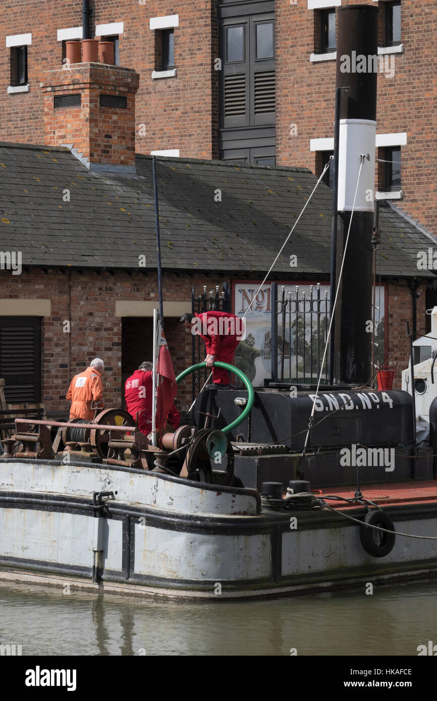 Vintage steam dredger in Gloucester Docks, southern England Stock Photo ...