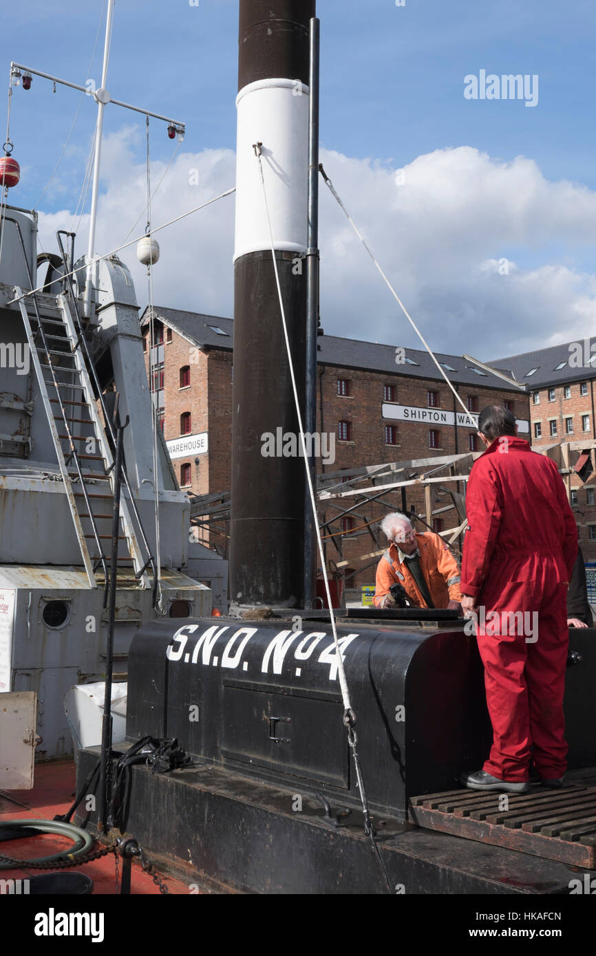 Vintage steam dredger in Gloucester Docks, southern England Stock Photo ...