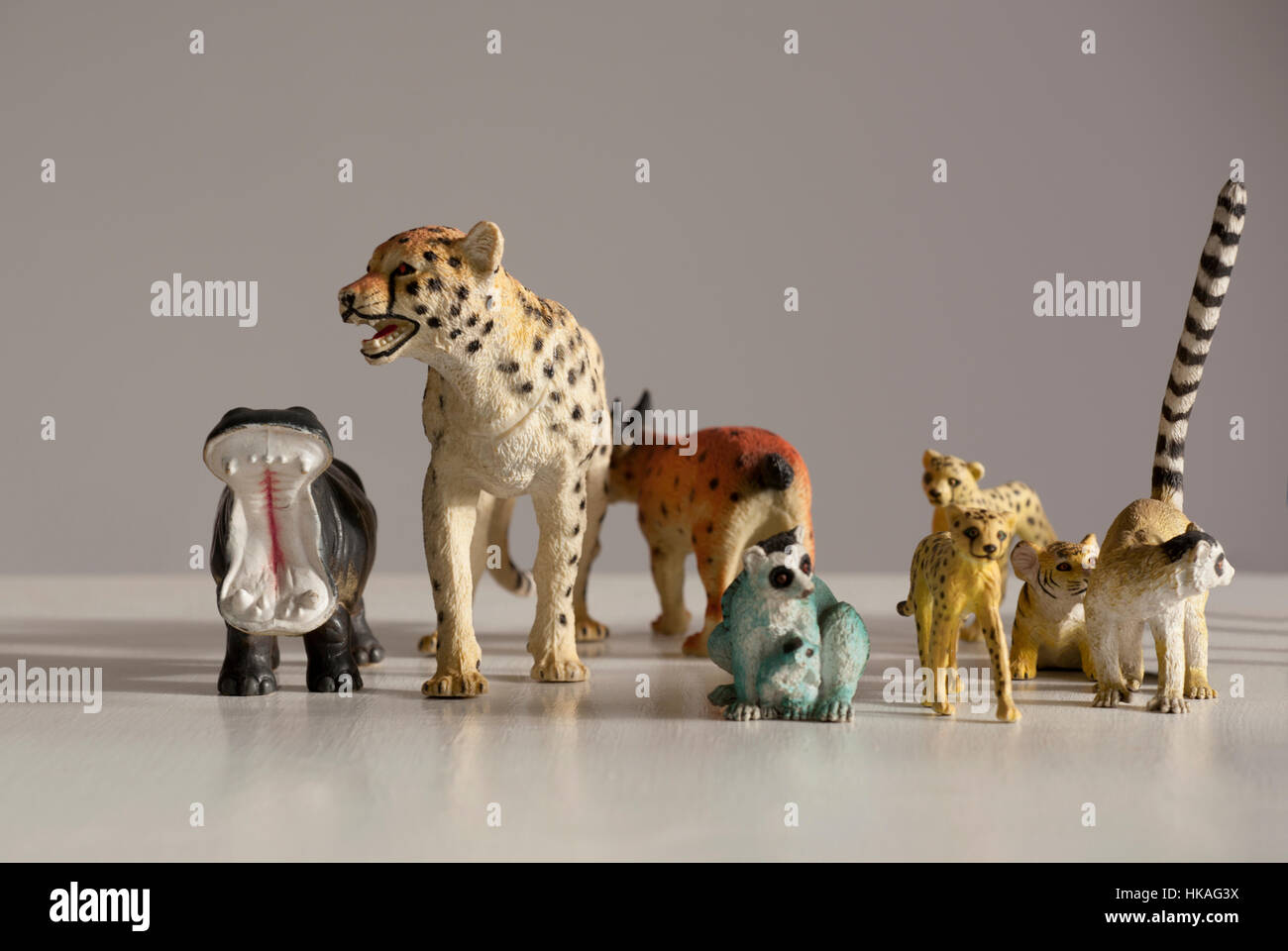 Assorted model animals on a table Stock Photo - Alamy