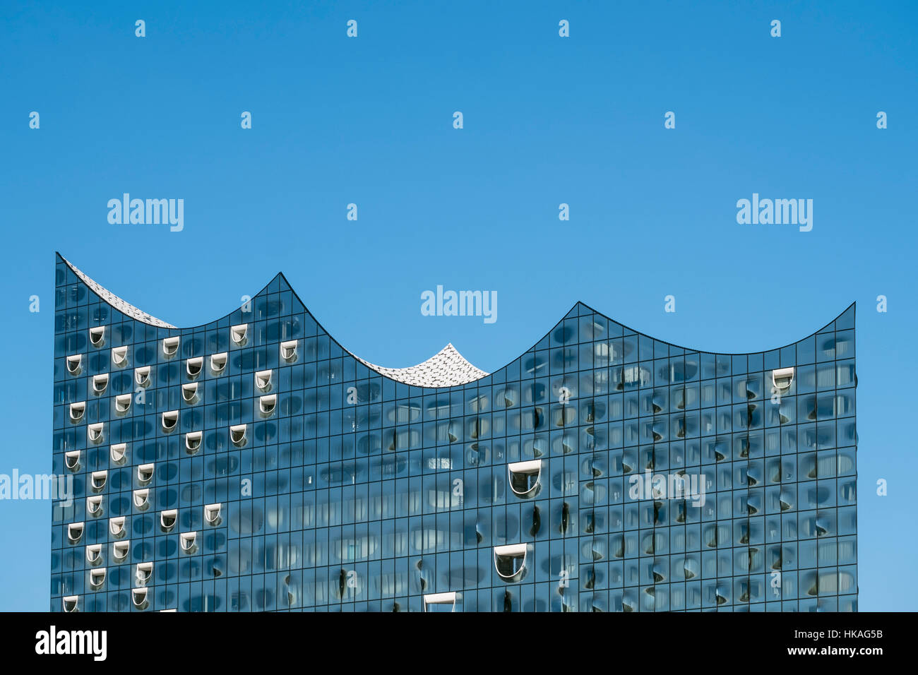Elbphilharmonie, Hamburg, Germany; Detail of facade of new ...