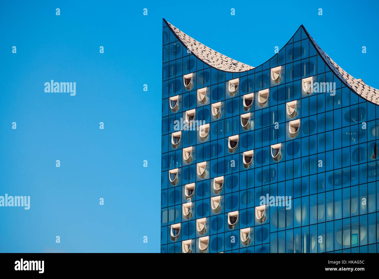 Elbphilharmonie, Hamburg, Germany; Detail of facade of new ...