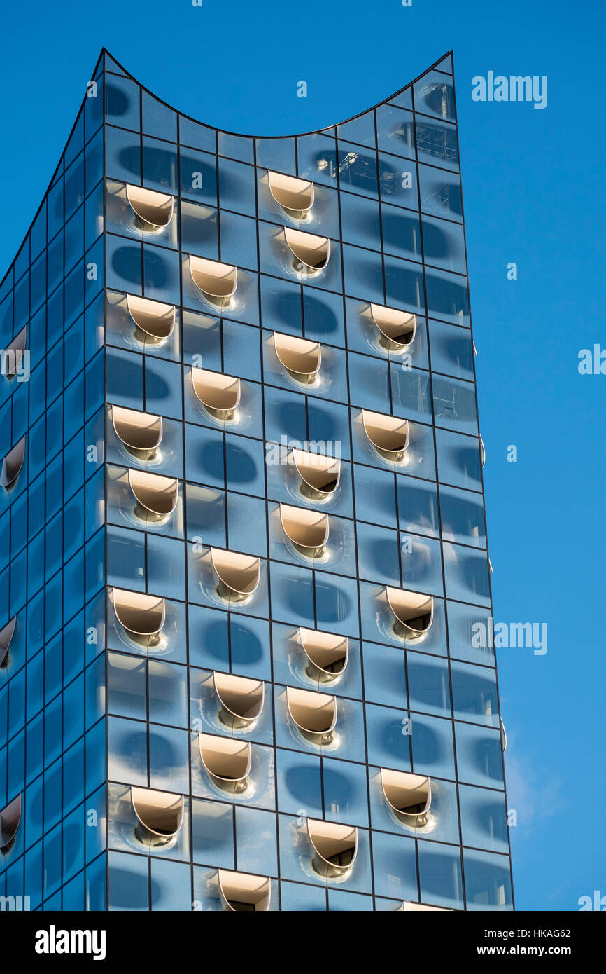 Elbphilharmonie, Hamburg, Germany; View of facade of new ...