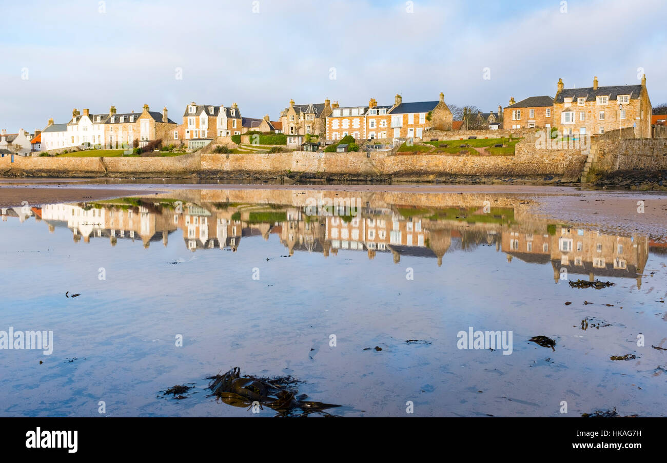 View of village of Elie on East Neuk of Fife in Scotland, United ...