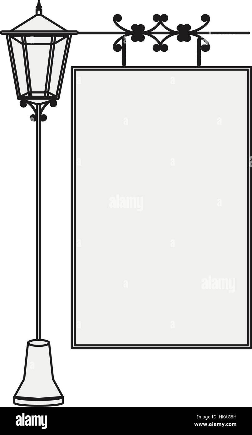 silhouette lamp post with poster Stock Vector Image & Art - Alamy