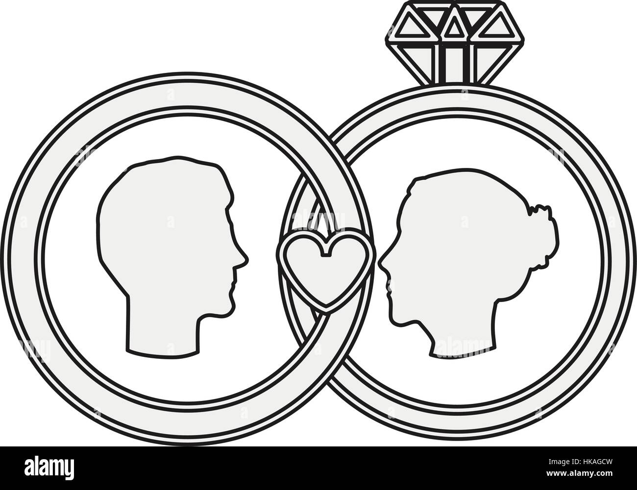 silhouette profile face engagement and diamond rings Stock Vector Image ...