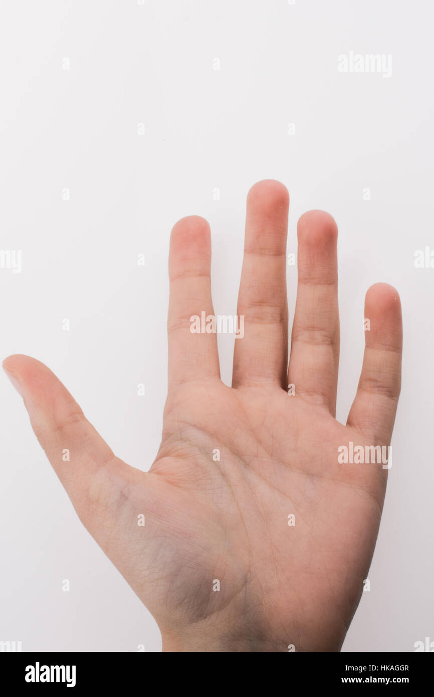 Human hand pointing on a white background Stock Photo - Alamy