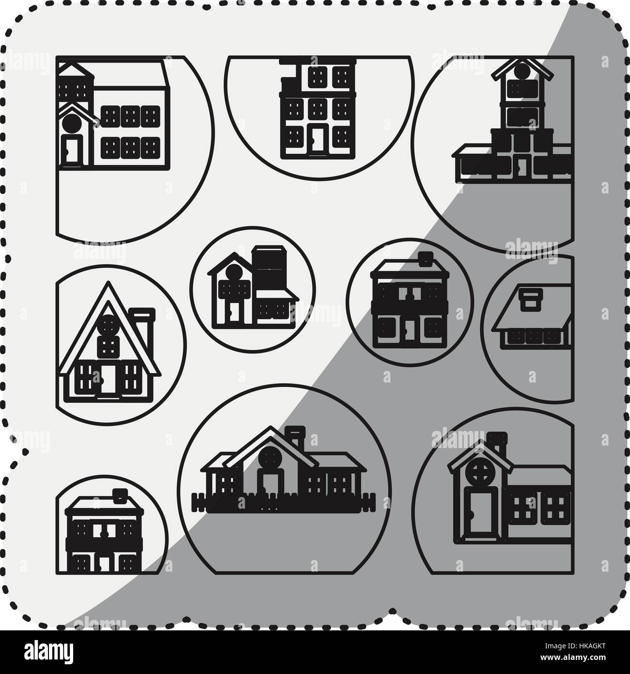 sticker silhouette pattern with houses logo design Stock Vector Image ...