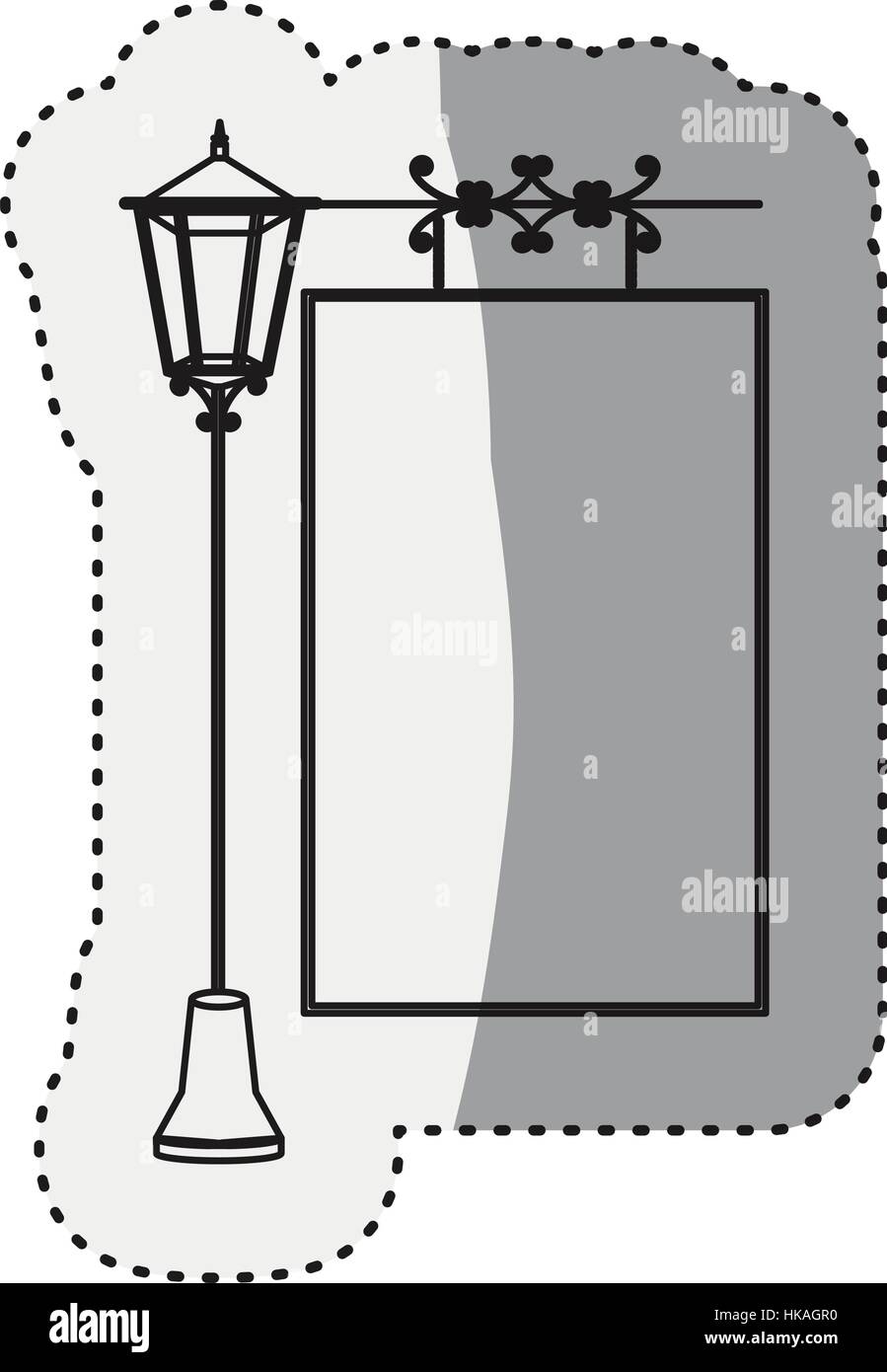 sticker silhouette lamp post with poster Stock Vector Image & Art - Alamy