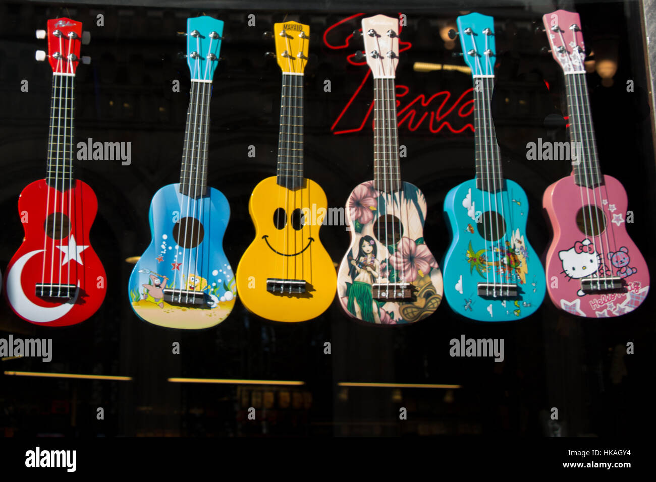 Set of Colorful guitar models in view Stock Photo - Alamy